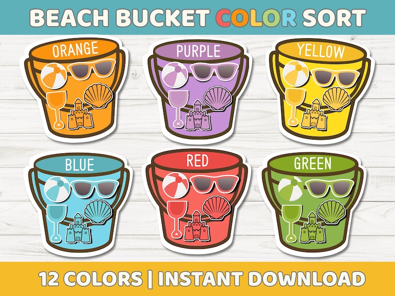 Beach Color Sorting Activity for Toddlers | Printable Color Match Game ...