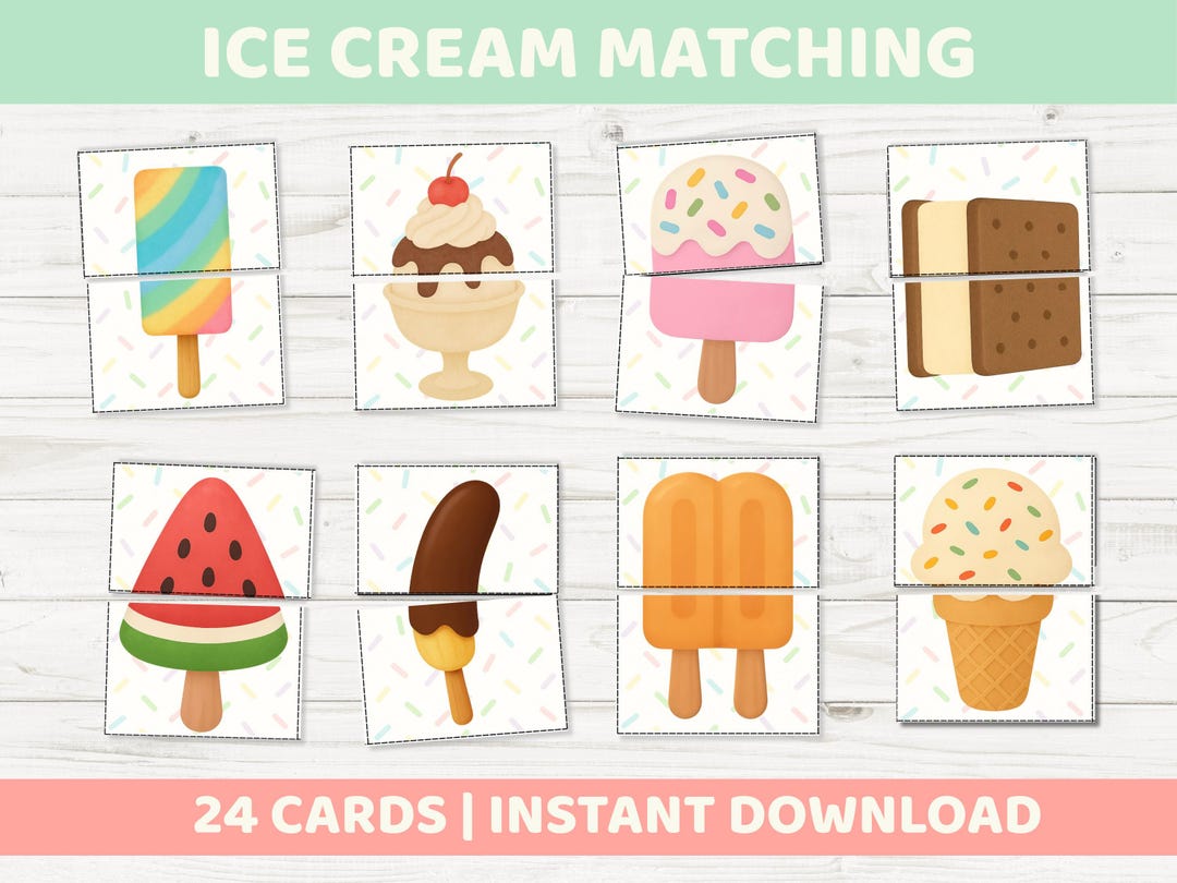 Ice Cream Matching Game for Toddlers | Summer Printable Puzzle ...