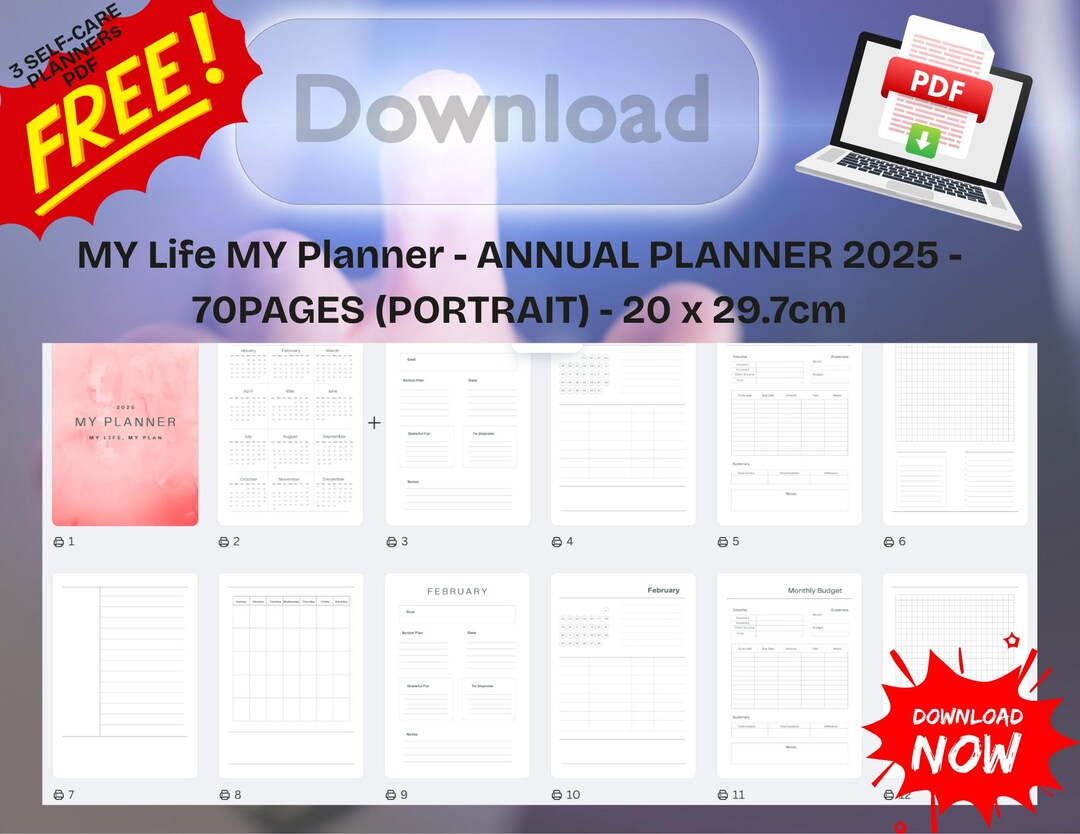 2025 Digital Download Planner, Printable Annual Planner PDF, Monthly ...