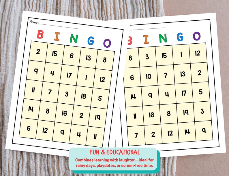 Printable Number Bingo Game for Preschool Kids | 1-20 Counting Game ...