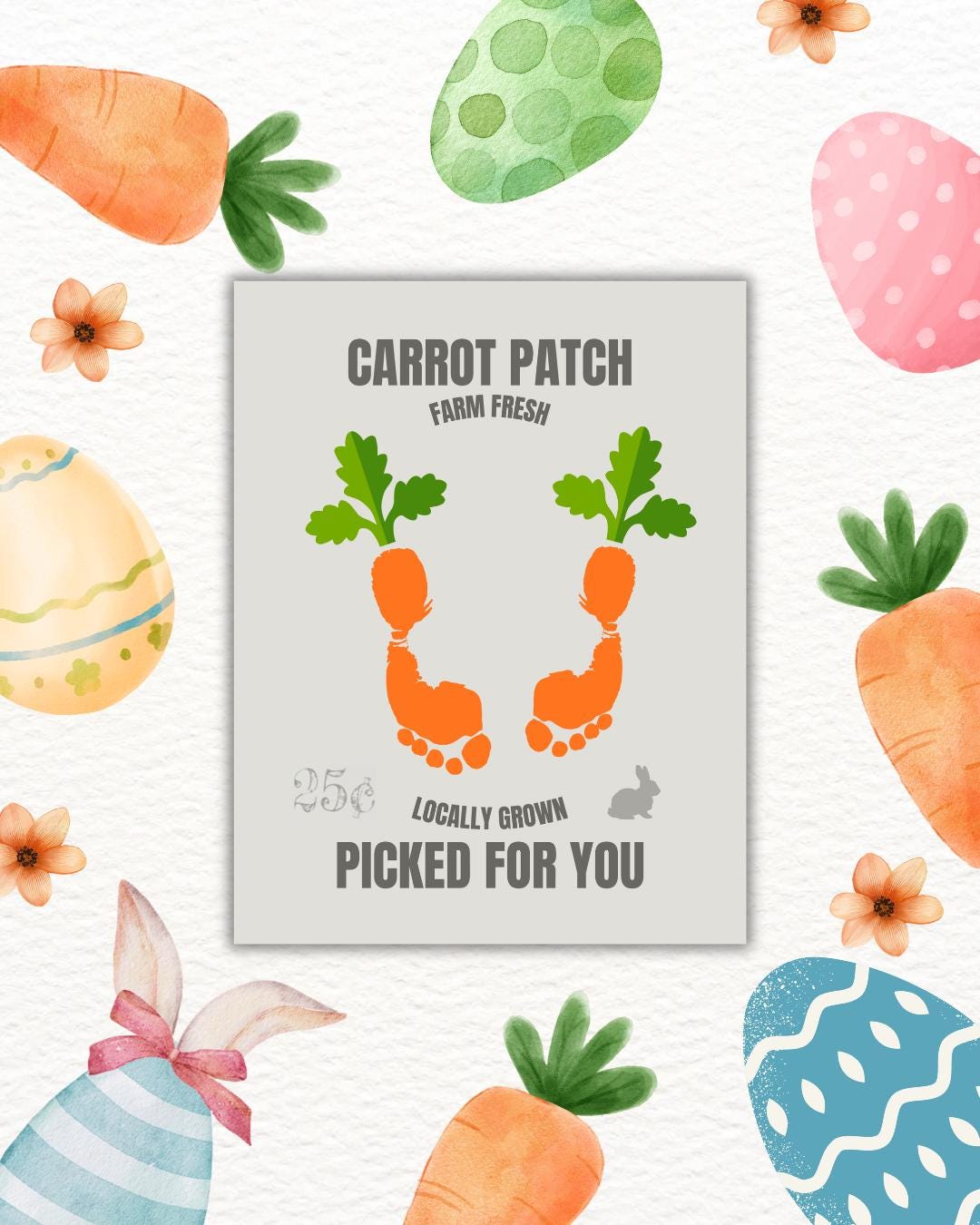 Carrot Patch Easter Footprint Art | Baby Keepsake (DIY Printable) - Etsy