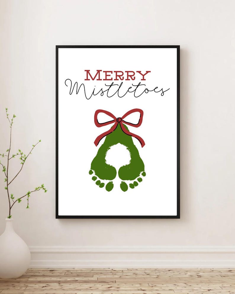Merry Mistletoe Footprint Craft - Etsy