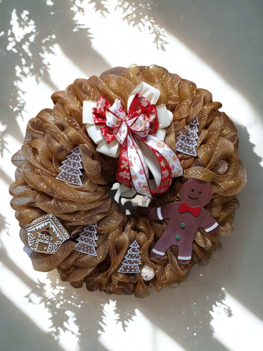 18” Gingerbread Man Deco Mesh Wreath | Christmas Kitchen Wreath ...