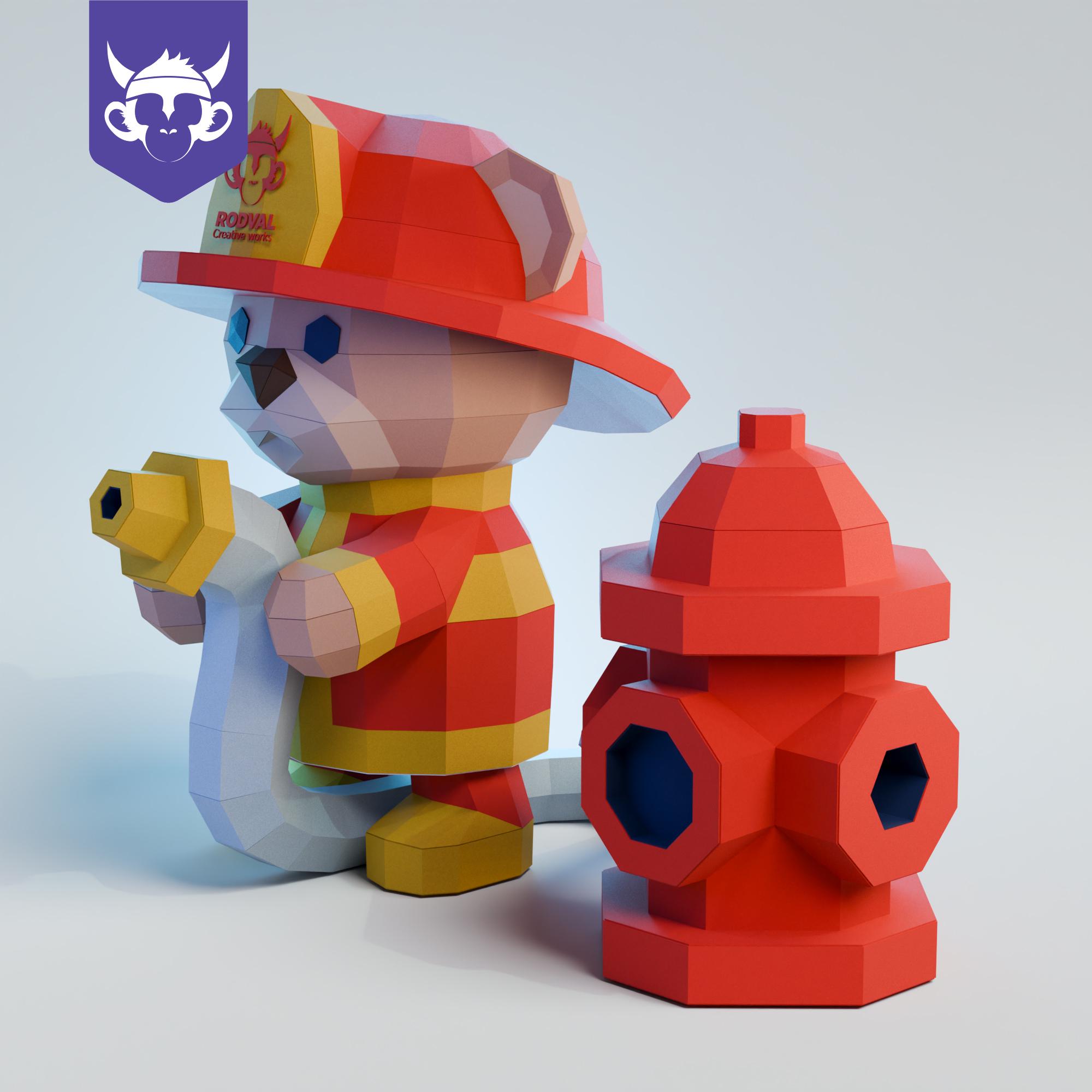 Firefighter Teddy V2 RODVAL Papercraft Templates, Pedf, Dxf and SVG - Etsy