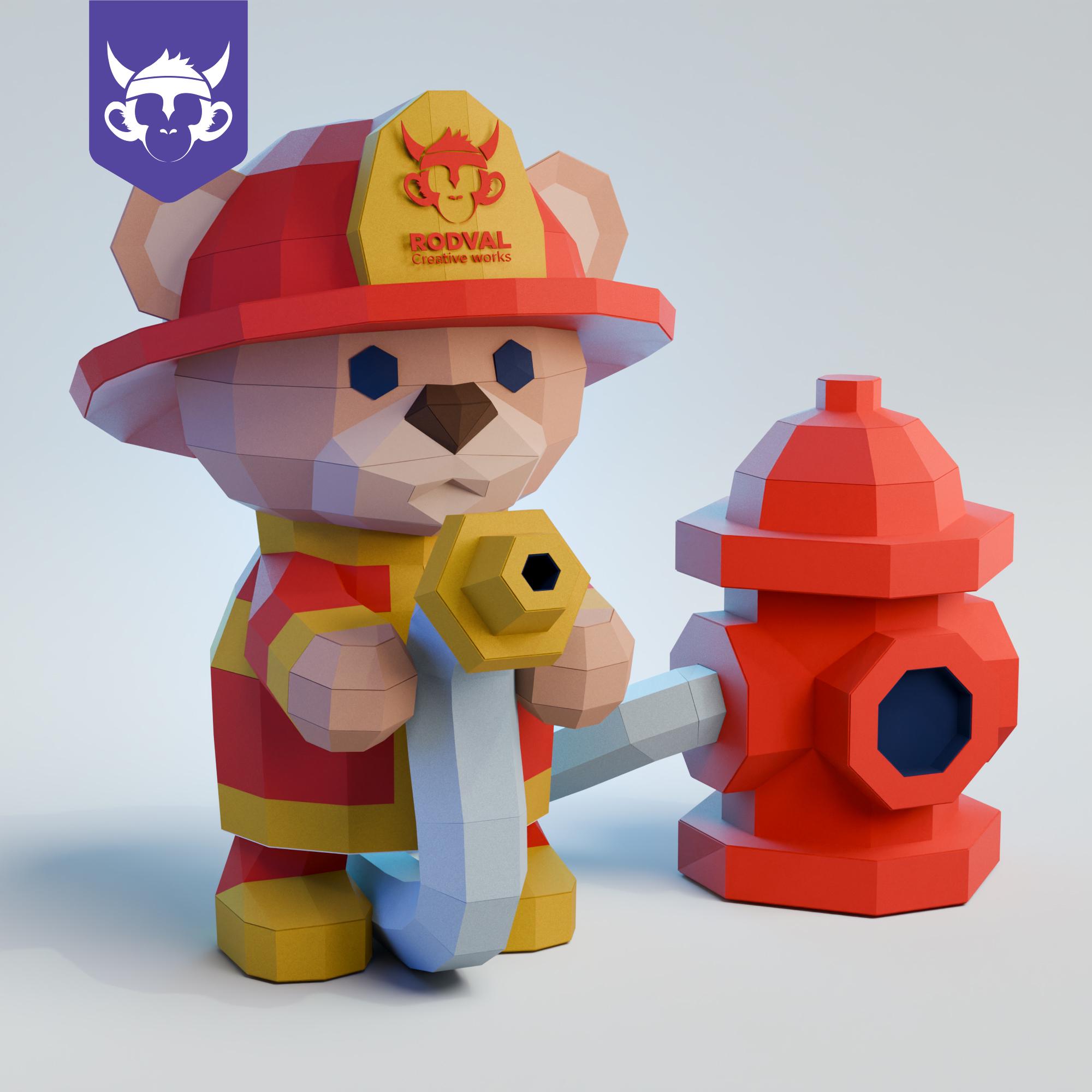 Firefighter Teddy V2 RODVAL Papercraft Templates, Pedf, Dxf and SVG - Etsy