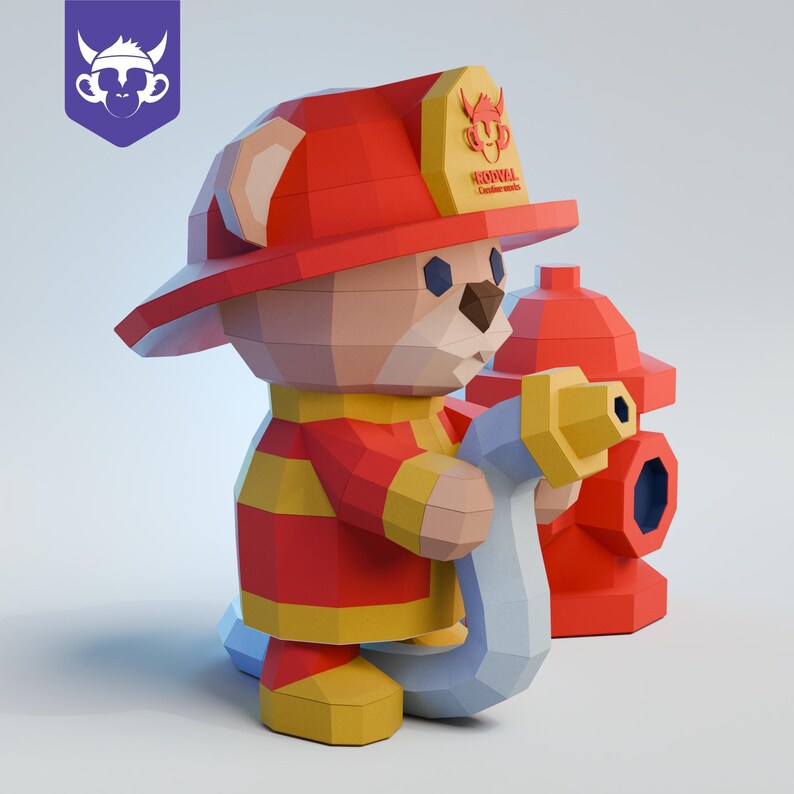 Firefighter Teddy V2 RODVAL Papercraft Templates, Pedf, Dxf and SVG - Etsy