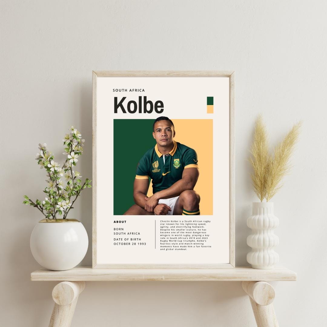 Cheslin Kolbe Digital Poster – South Africa Rugby Wall Art, Springbok ...