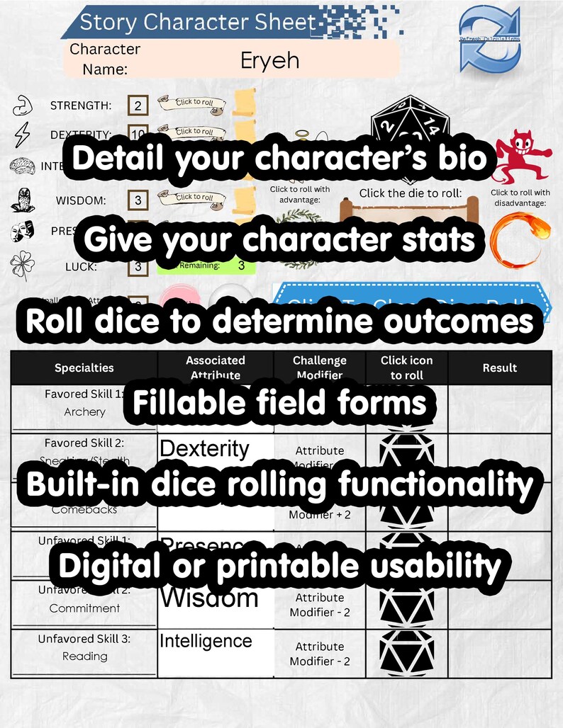 Novel Character Sheet Template | Fillable PDF | Character Building ...