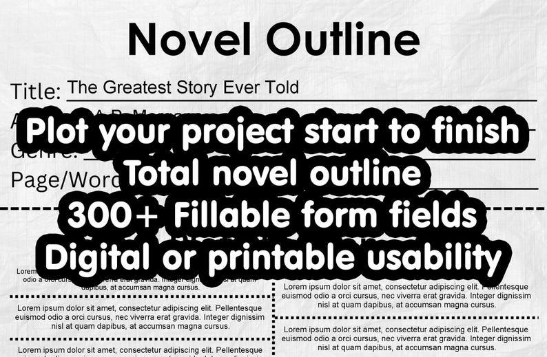 Novel Outline Template | Fillable PDF Story Planner | Beat Sheet ...