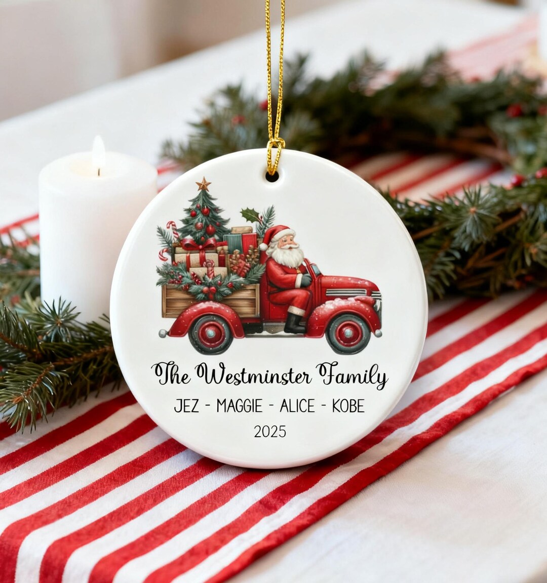 Vintage Christmas Ornament, Personalized Christmas Truck Tree Ornaments ...