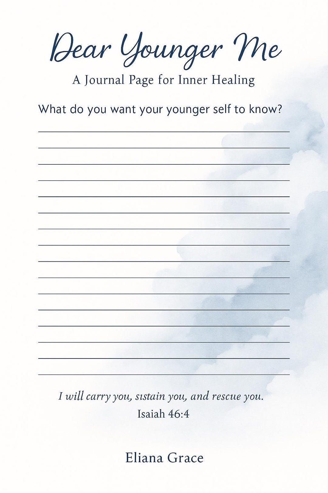 Dear Younger Me - Christian Printable Journal Page | Inner Child ...