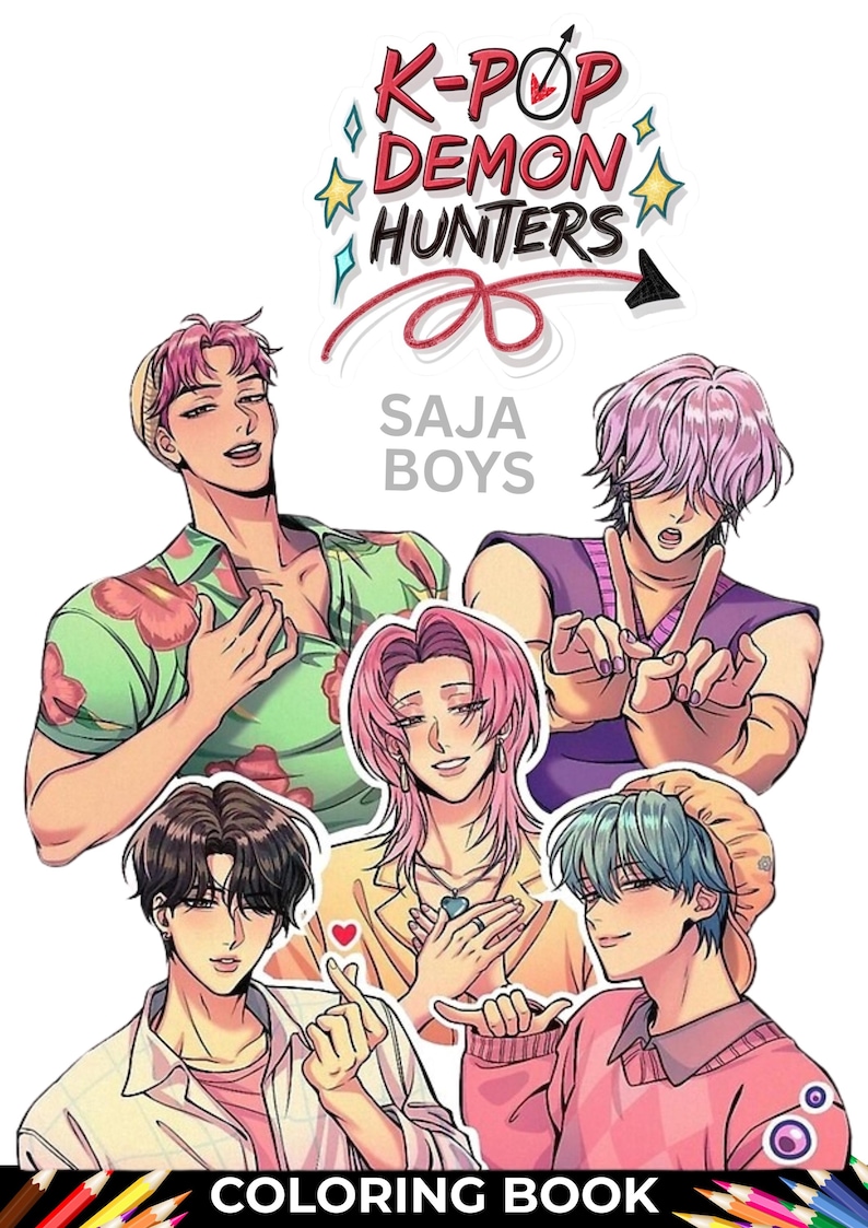 Digital-k-pop Demon Hunters SAJA BOYS Coloring Book-v24 - Etsy UK