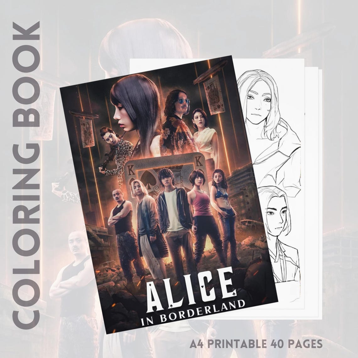 Digital-alice in Borderland Coloring Book_v3 - Etsy