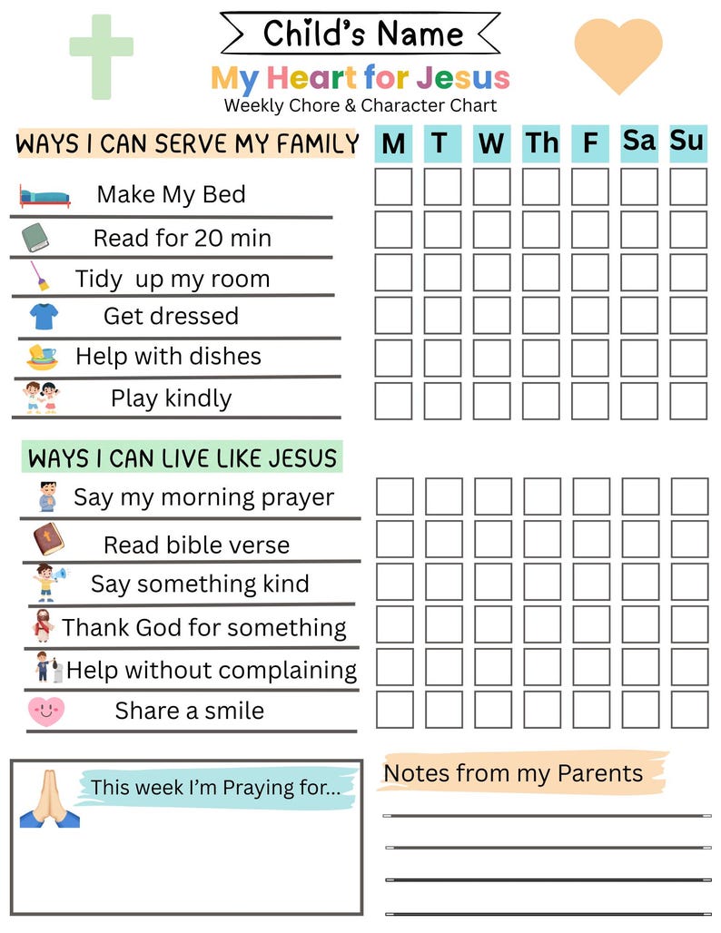 Christian Kids Chore Chart: Faith-based Responsibility Tracker ...