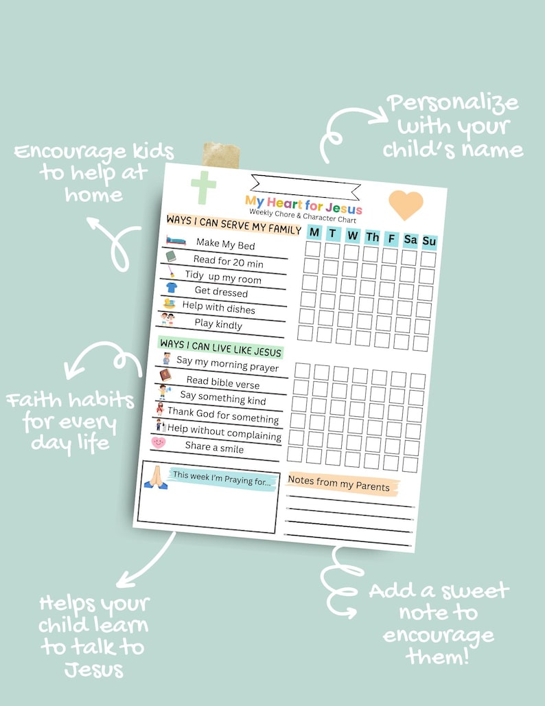 Christian Chore Chart Printable PDF • Instant Download • Kids Weekly ...