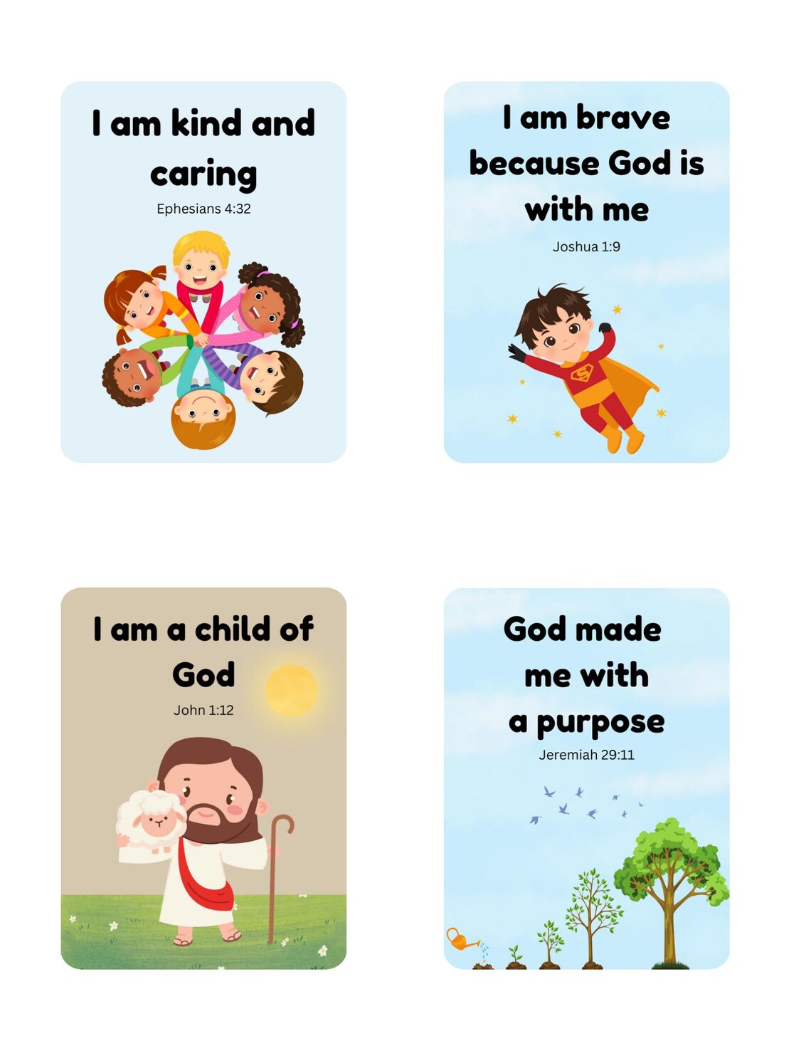 Printable Christian Affirmation Cards for Kids – Homeschool Faith ...
