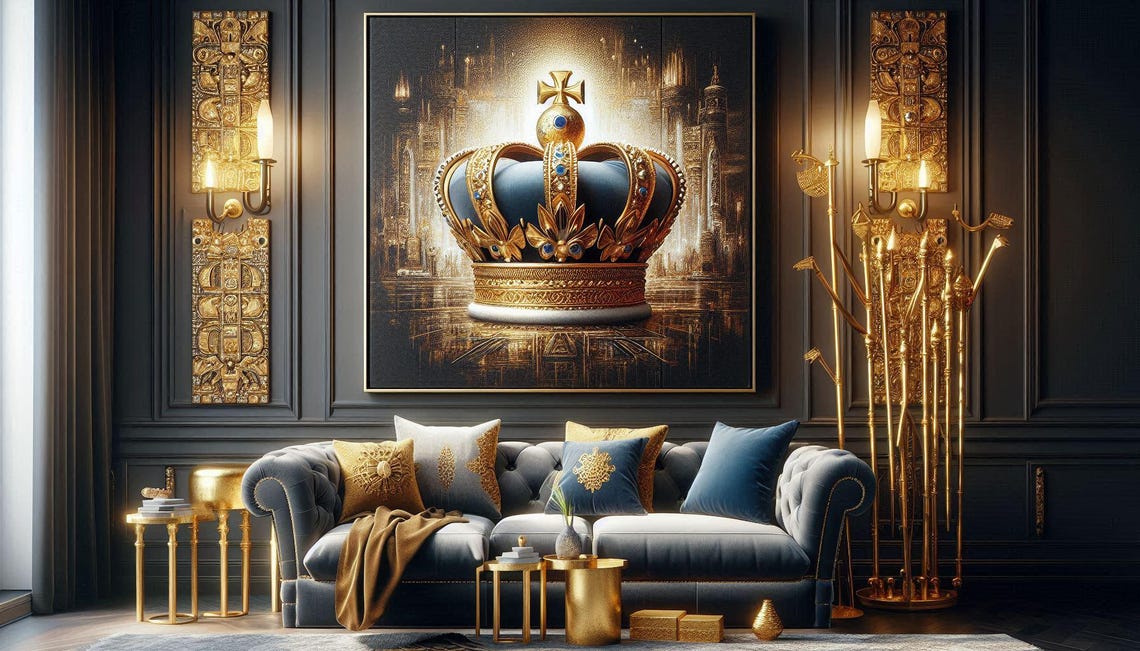 Regal Crown Wall Art Bundle: Baroque Style Gold Print (digital Download ...