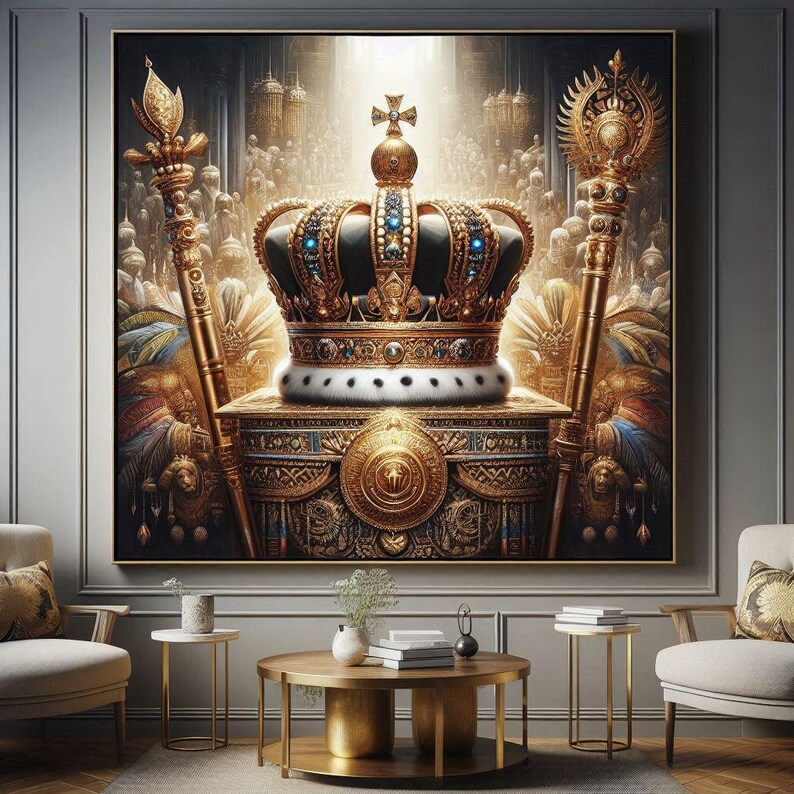 Regal Crown Wall Art Bundle: Baroque Style Gold Print (digital Download ...