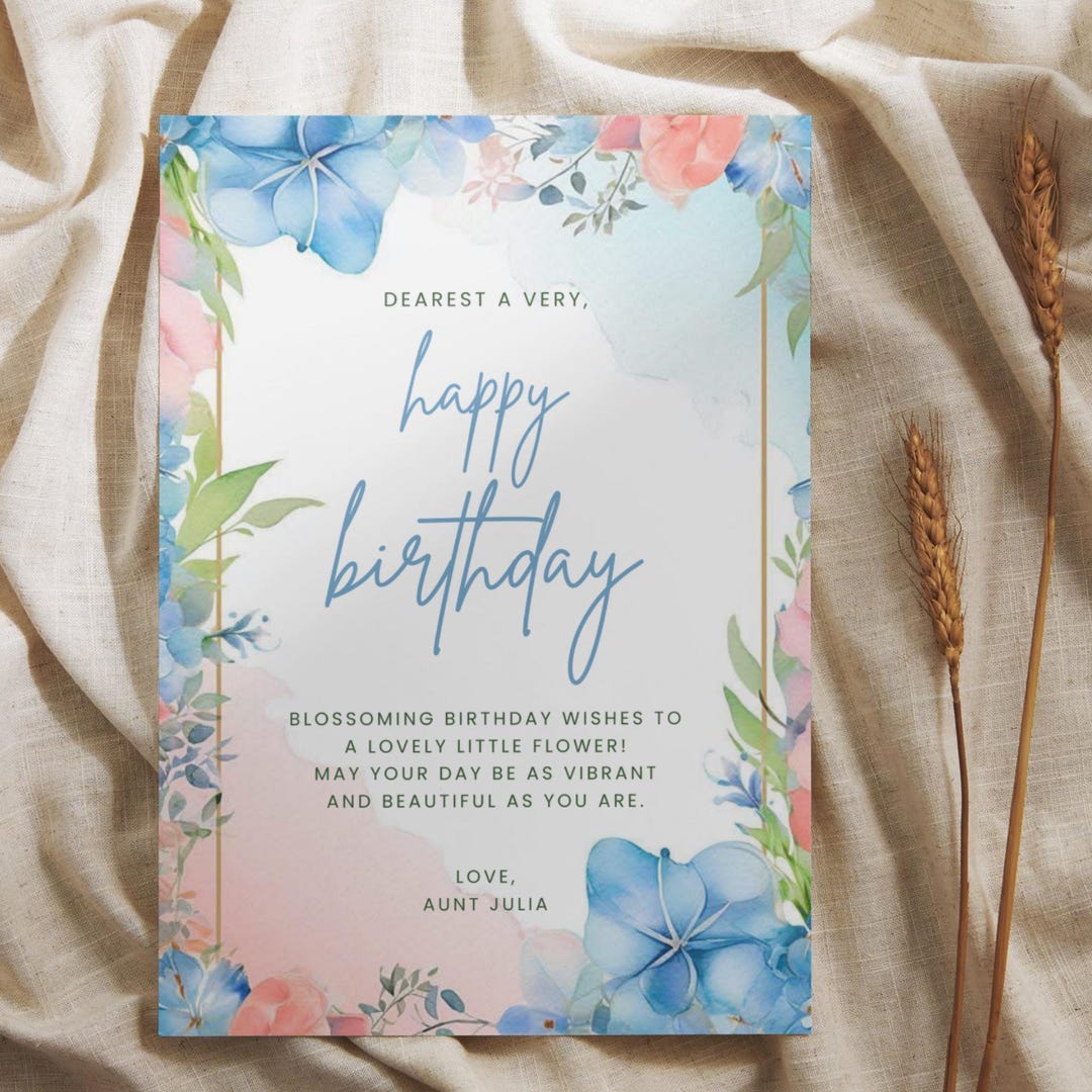 Editable Birthday Card Template | Printable Digital Greeting Card ...