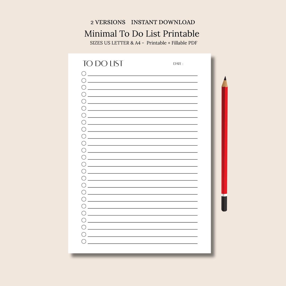 Printable to Do List for Kids & Students | Digital Download 5x7 Inches ...