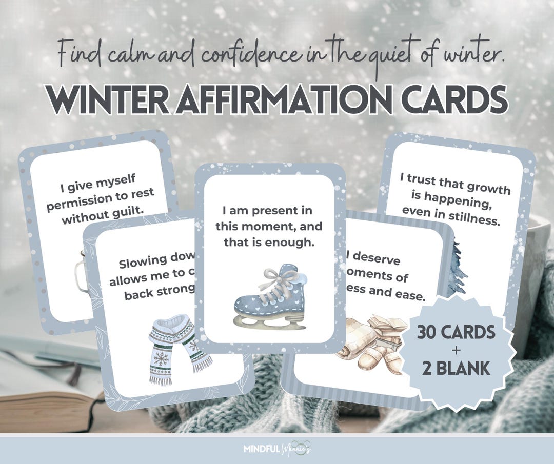 Winter Affirmation Cards Printable for Busy Moms | Self Care ...