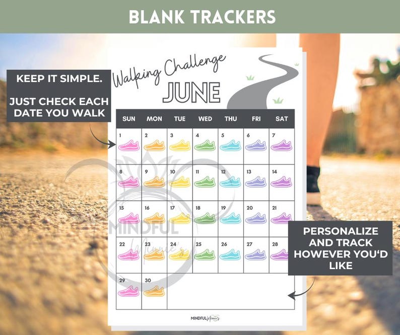 Summertime Step Tracker & Walking Challenge | Printable Fitness Tracker ...