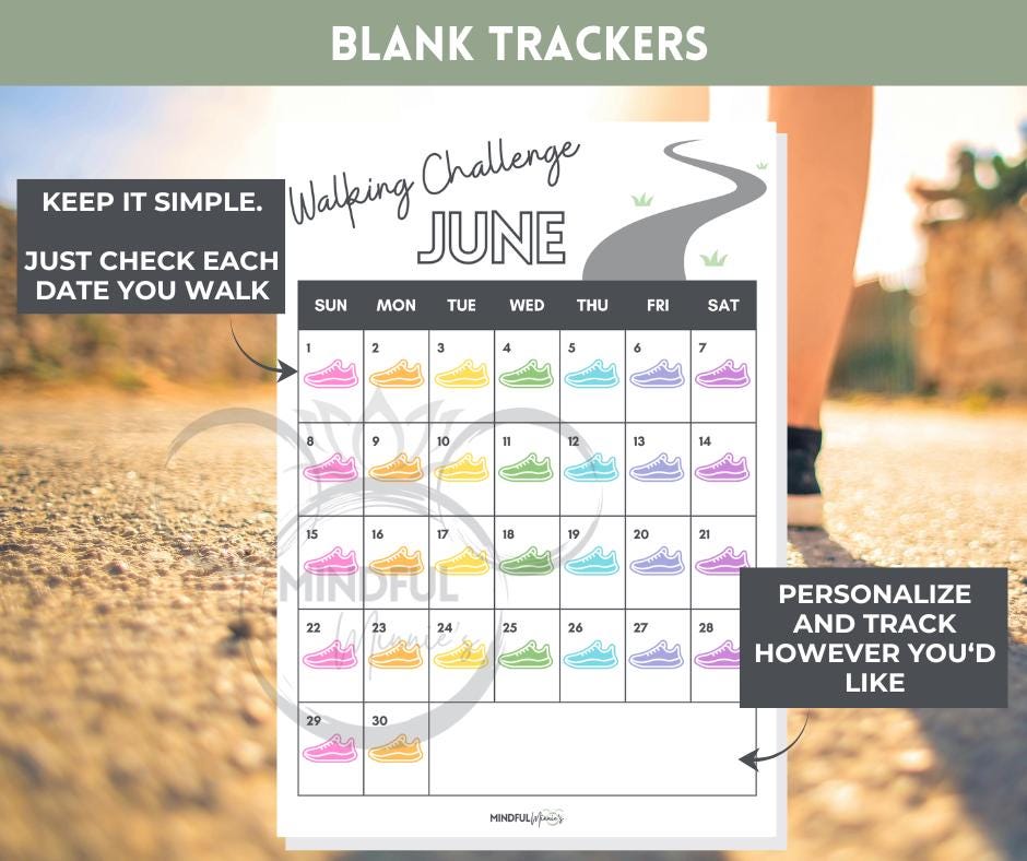 Summertime Step Tracker & Walking Challenge | Printable Fitness Tracker ...