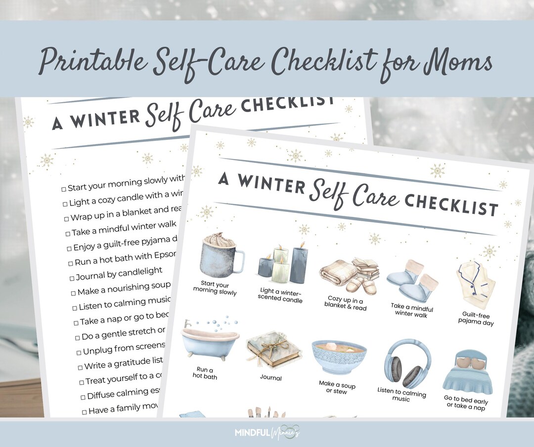 Rest & Recharge Winter Self Care Checklist | Printable Self Care Planner for Moms | Mindful ...