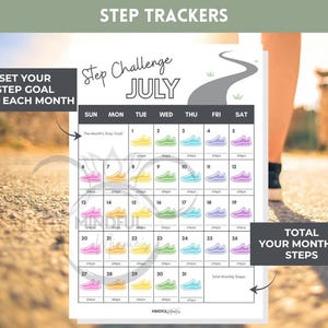 Summertime Step Tracker & Walking Challenge | Printable Fitness Tracker ...