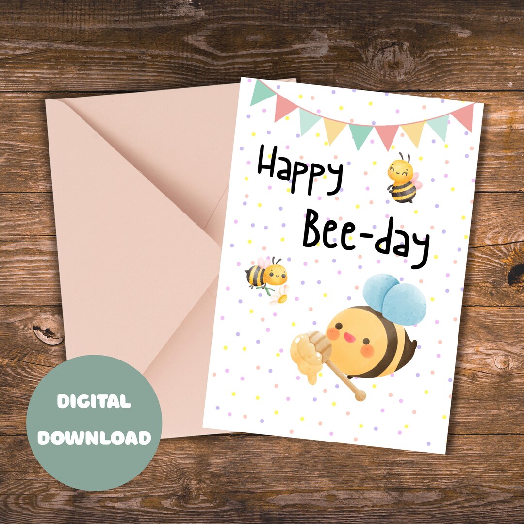 Cute Birthday Card – Happy Birthday Card – Bee Birthday Card ...