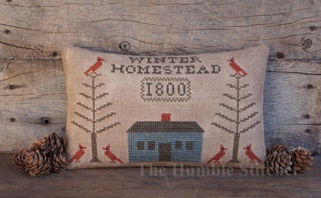 Winter Homestead...primitive PAPER Cross Stitch Pattern by the Humble ...