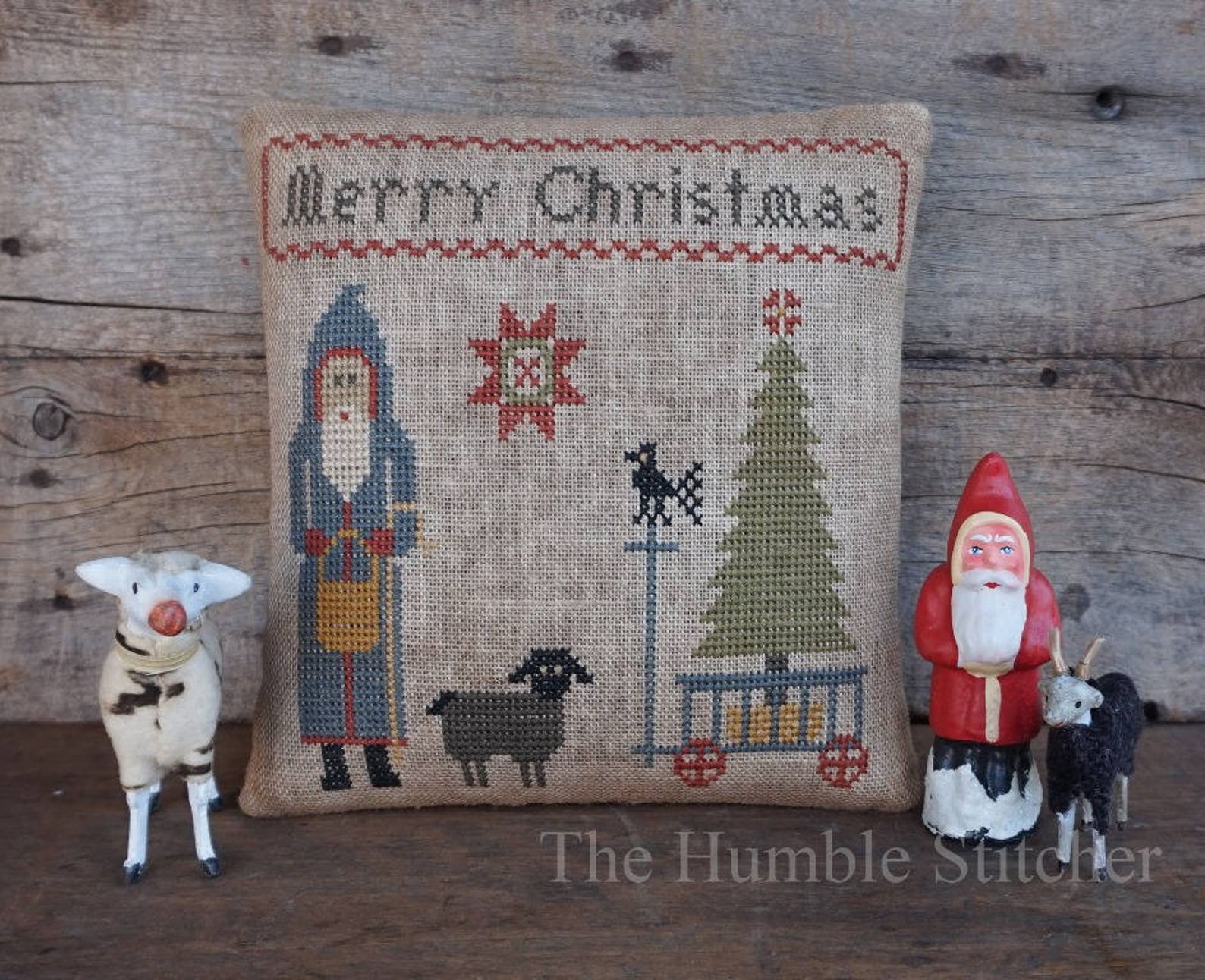 Merry Christmas...primitive PDF Cross Stitch Pattern by the - Etsy