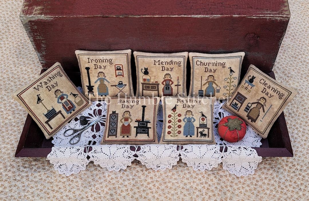 Days of the Week Prairie Pinkeeps...primitive Cross Stitch Pattern ...