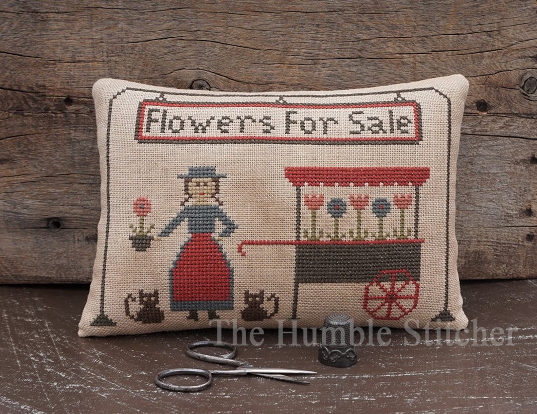 Flowers for Sale...primitive PDF Cross Stitch Pattern by the Humble ...