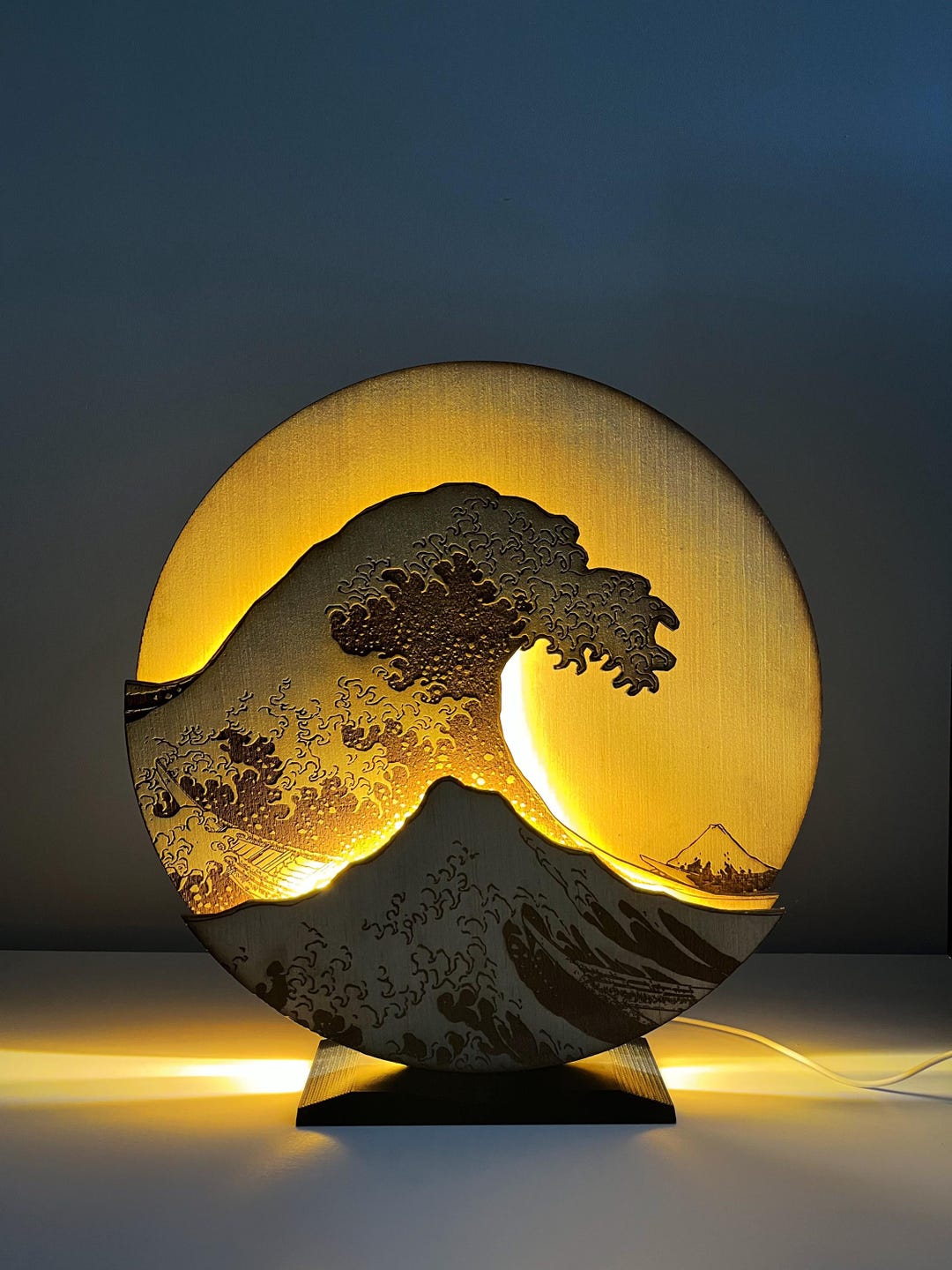 Wave Lamp – the Great Wave off Kanagawa Inspired Japanese Art Wood ...