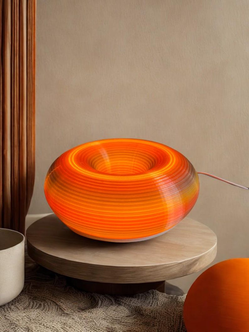Donut Lamp – Handmade Minimalist Table Light, Vintage Style, Ambient ...