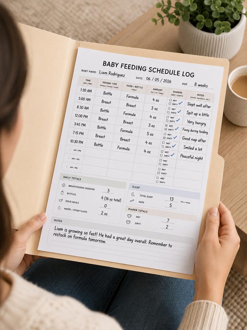 Baby Feeding Log Printable | Schedule Tracker, Diaper Sleep Log ...