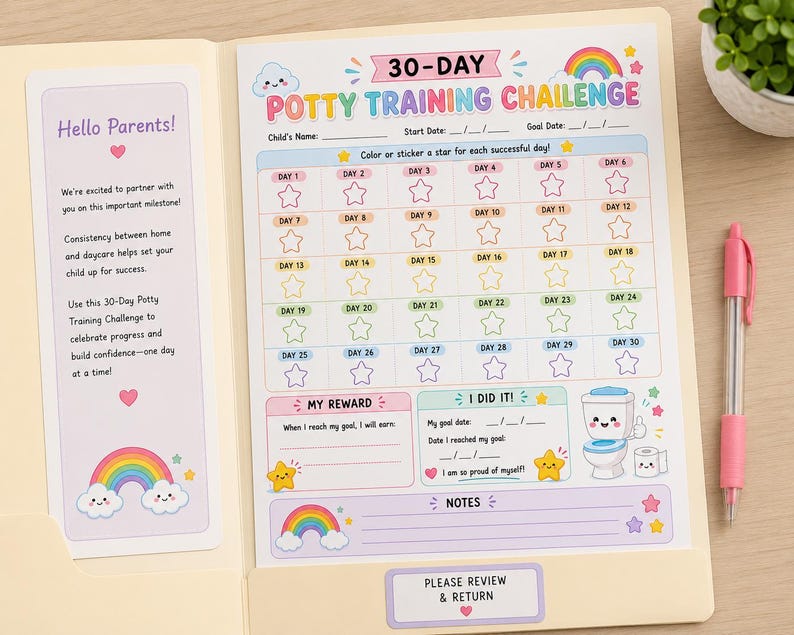 Potty Training Chart | 30-day Rainbow Reward Challenge (digital ...