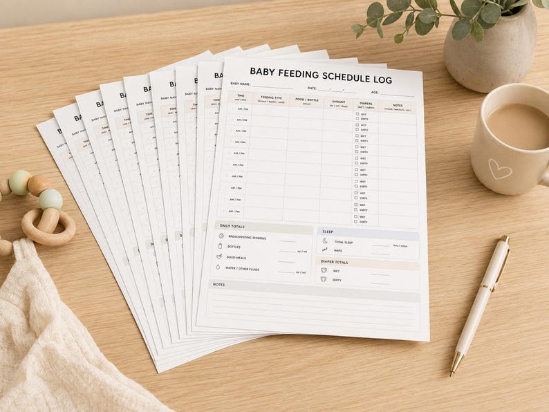 Baby Feeding Log Printable | Schedule Tracker, Diaper Sleep Log ...