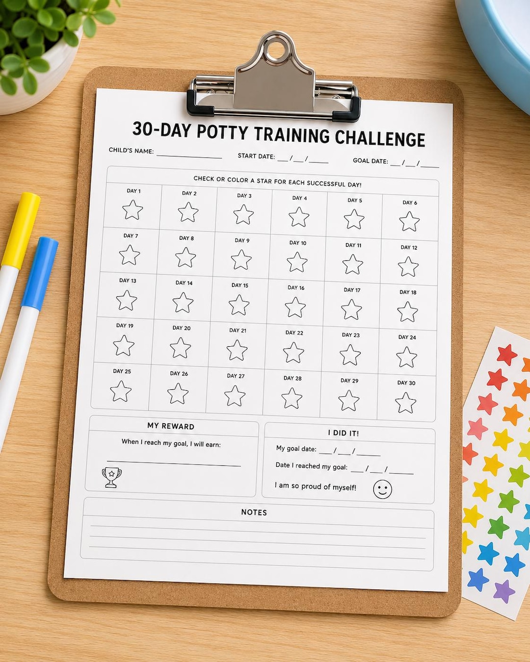30-day Potty Training Chart | Toddler Reward Tracker (digital Download ...
