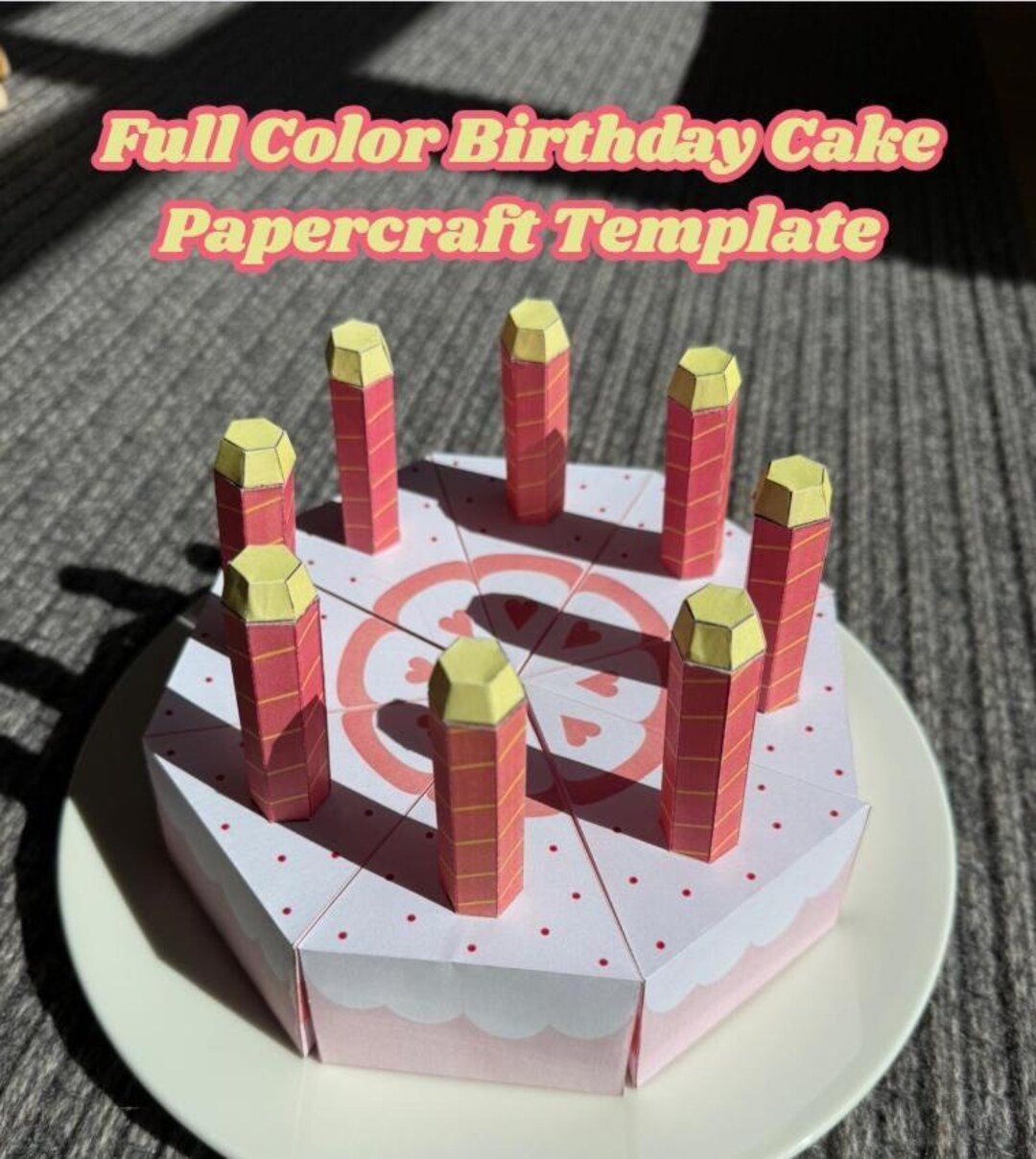Birthday Cake Papercraft Template – Printable 3D DIY Party Decoration ...