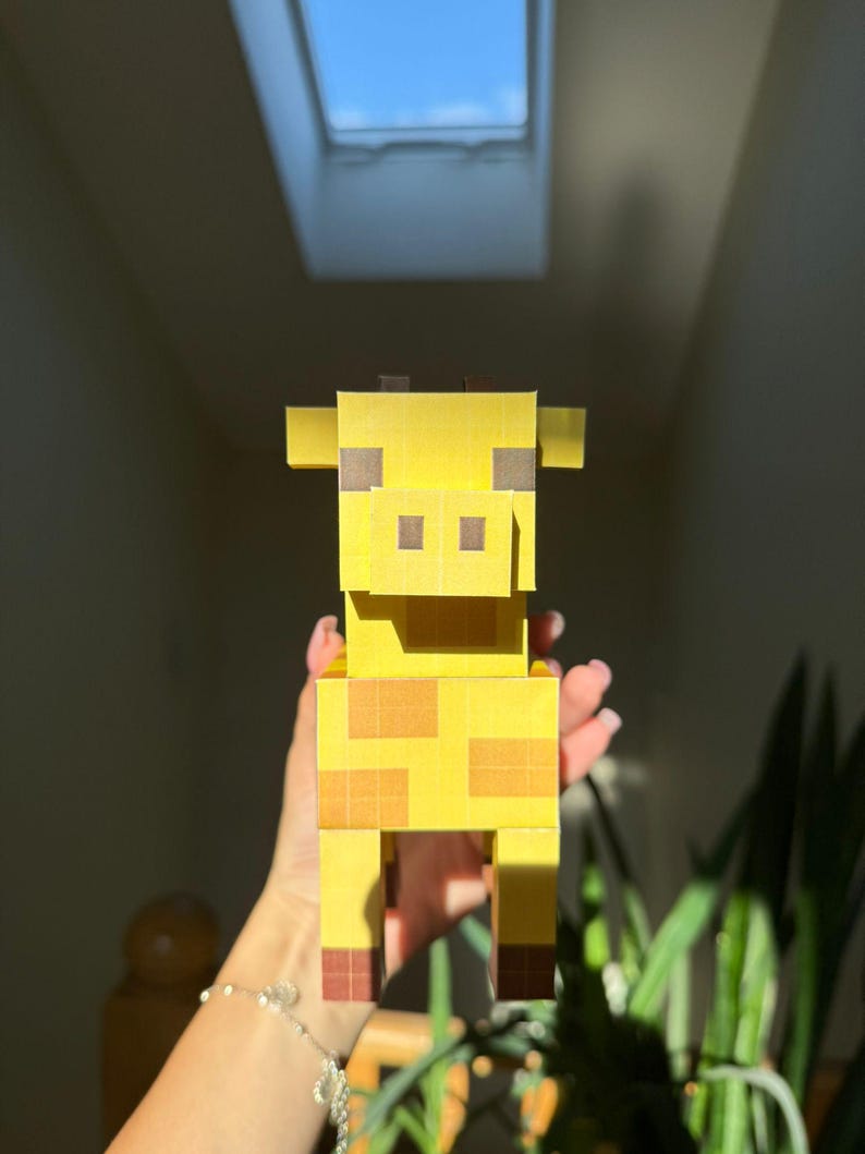 Giraffe Papercraft Template Color Yourself – DIY 3D Pixel Animal Paper ...