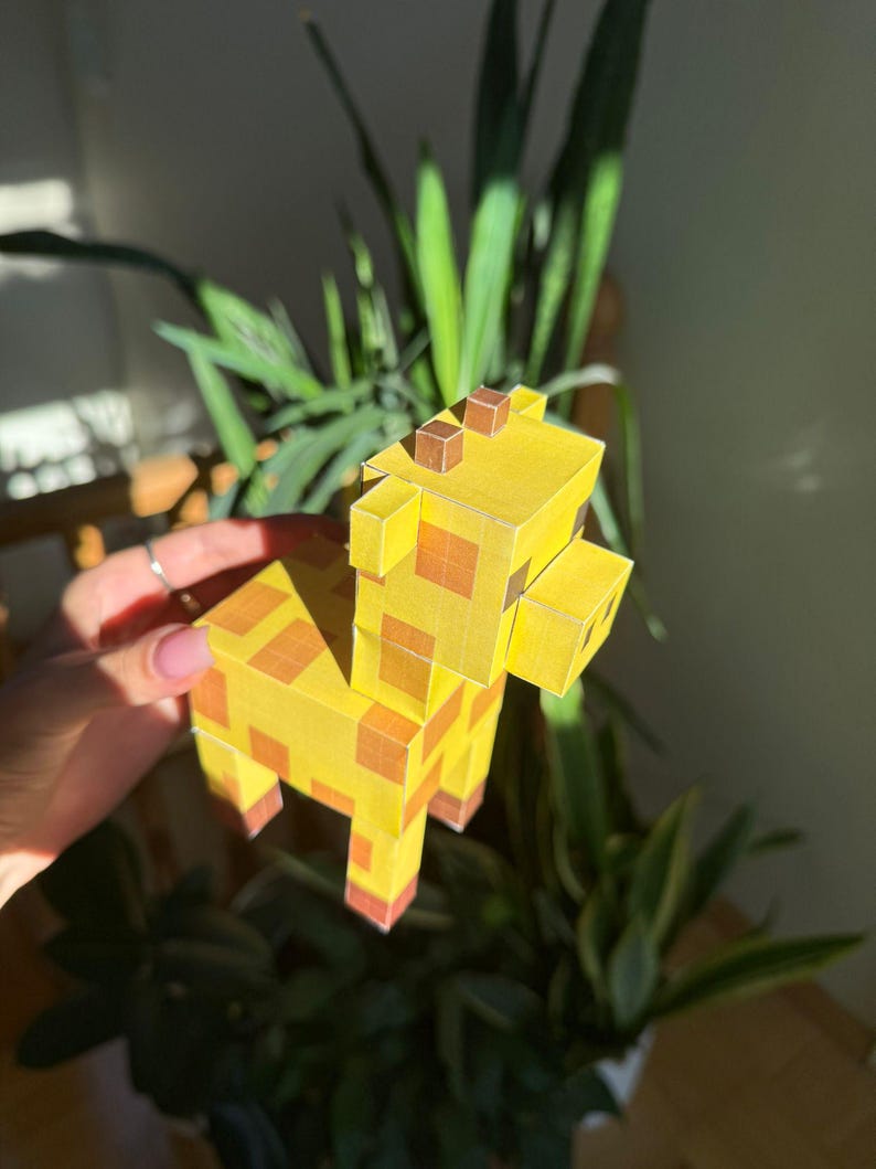 Giraffe Papercraft Template Color Yourself – DIY 3D Pixel Animal Paper ...