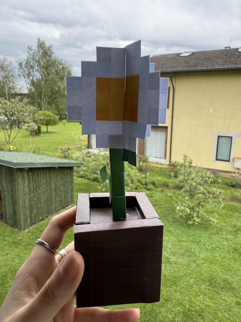 Flower Pot Papercraft Template – DIY 3D Pixel Paper Model PDF, Kids ...