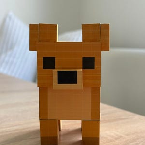 Dog Papercraft Template Color Yourself – DIY 3D Pixel Puppy Paper Model ...
