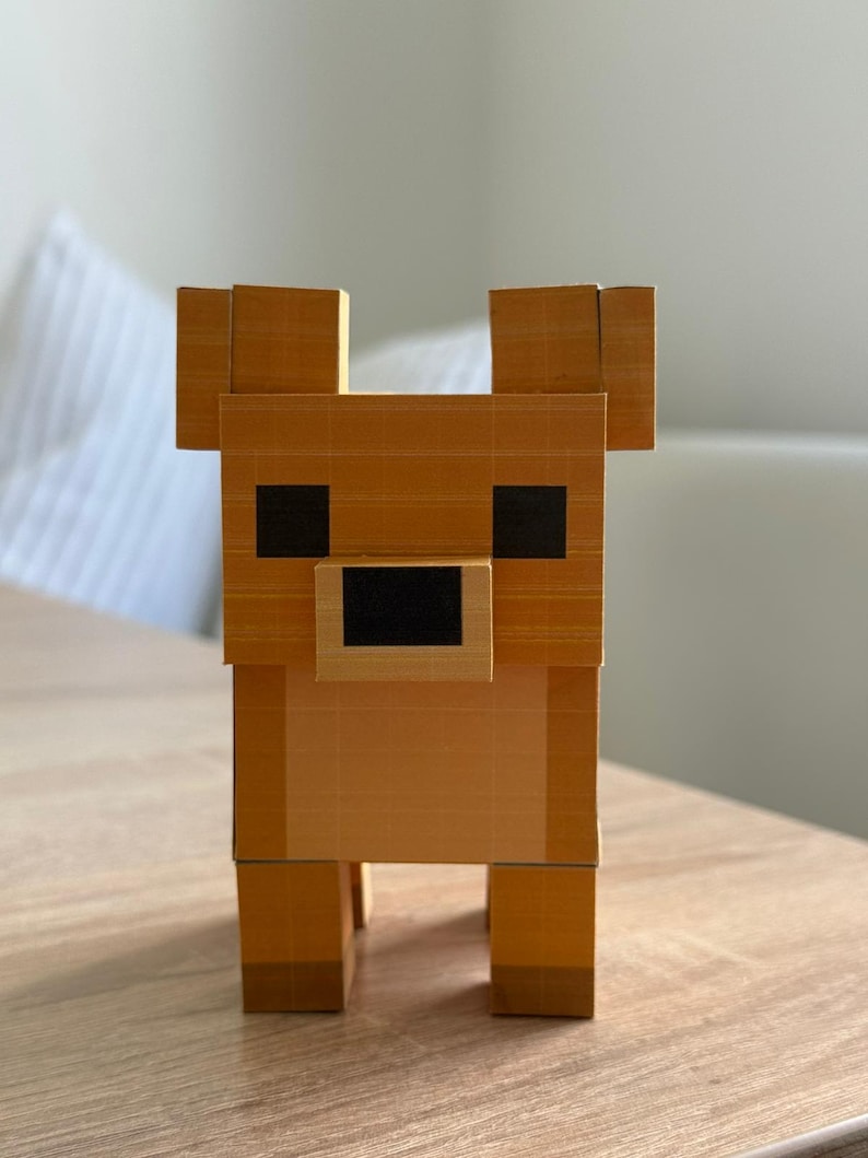 Dog Papercraft Template Color Yourself – DIY 3D Pixel Puppy Paper Model ...