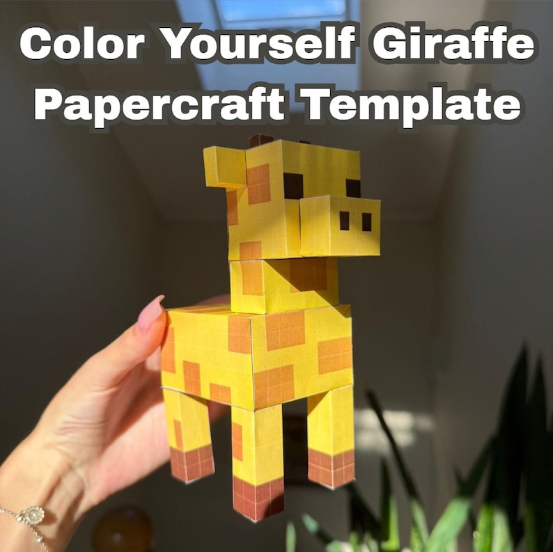 Giraffe Papercraft Template Color Yourself – DIY 3D Pixel Animal Paper ...