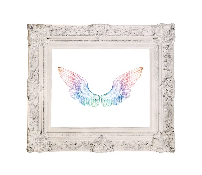 PRINT Angel Wings Art Colour Splash Rainbow - Etsy Israel