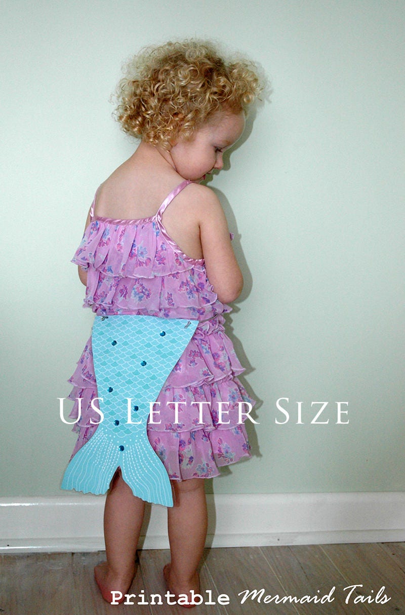 Mermaid Party Tails US LETTER Size DIY Printable Paper Toddler 2-4 - Etsy