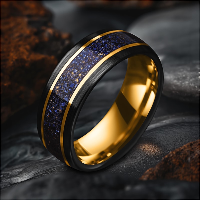 Lapis on Gold Ring - Etsy